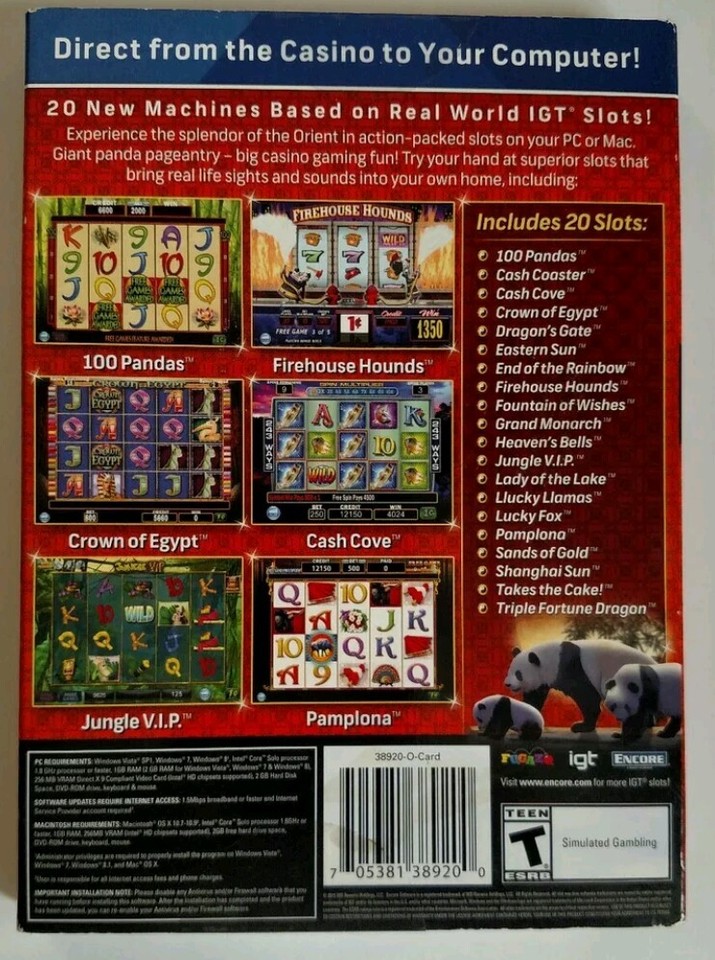 IGT SLOTS 100 PANDAS 20 Slots Included PC & Mac DVD-ROM NEW | eBay