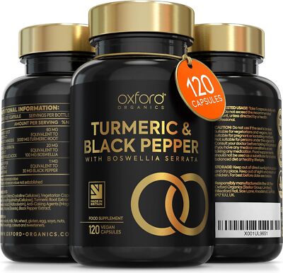Advanced Turmeric Capsules High Strength 3000mg, Boswellia & Black ...