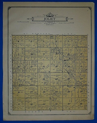 Old 1914 Plat Map ~ JOLIET Twp. - PLATTE Co., NEBRASKA Land Genealogy ...