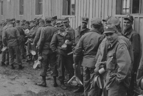 US Soldiers Chow Line Military Men Army Camp Mess Hall 1950s Vintage ...