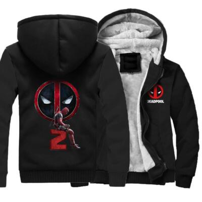 Movie Deadpool Hoodie Thick Winter Warm Sweatshirt Coat Jacket Pullover ...