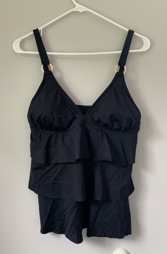 Wave Zone Tankini Black Swim Top Size 12 Adjustable Straps (EUC) | eBay