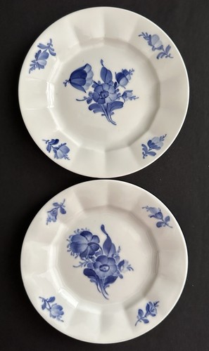 SET OF 2 ROYAL COPENHAGEN BLUE FLOWERS RIBBED BREAD BUTTER PLATES 8553 ...