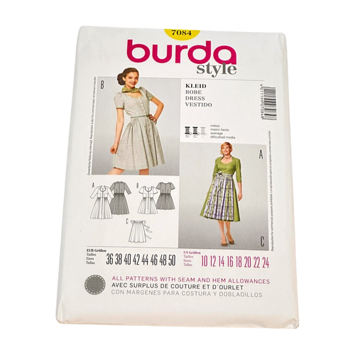 Burda 7084 Shirt Dress Scoop Neck Size 10 to 24 Sew Pattern New Uncut ...