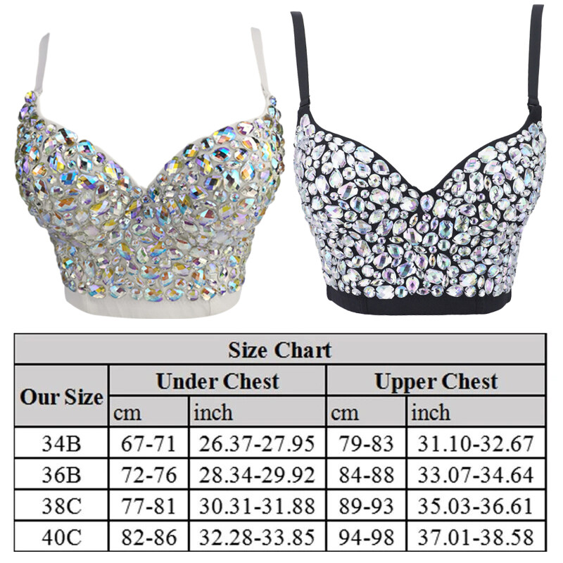 Women Sexy Shiny Diamond Rhinestones Bra Corset Bustier Crop Tank Top ...