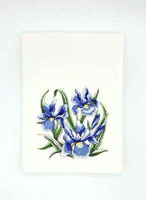 IRIS SKETCH PATTERN MACHINE EMBROIDERED FLOUR SACK DISH TOWEL | eBay