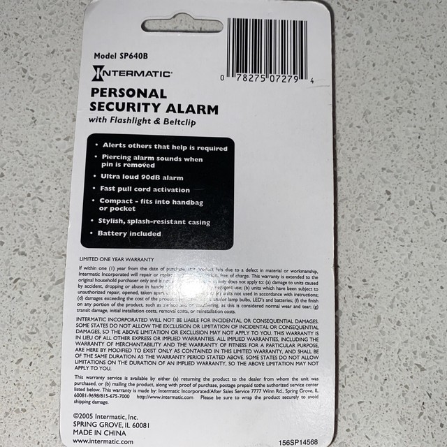 Intermatic PERSONAL SECURITY ALARM Alert Safety with FLASHLIGHT & BELT ...