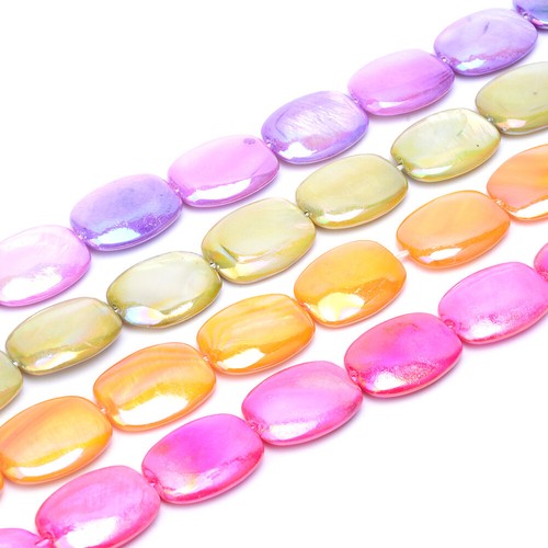 10 Strd AB-Color Freshwater Shell Beads Rectangle Smooth Loose Spacer ...