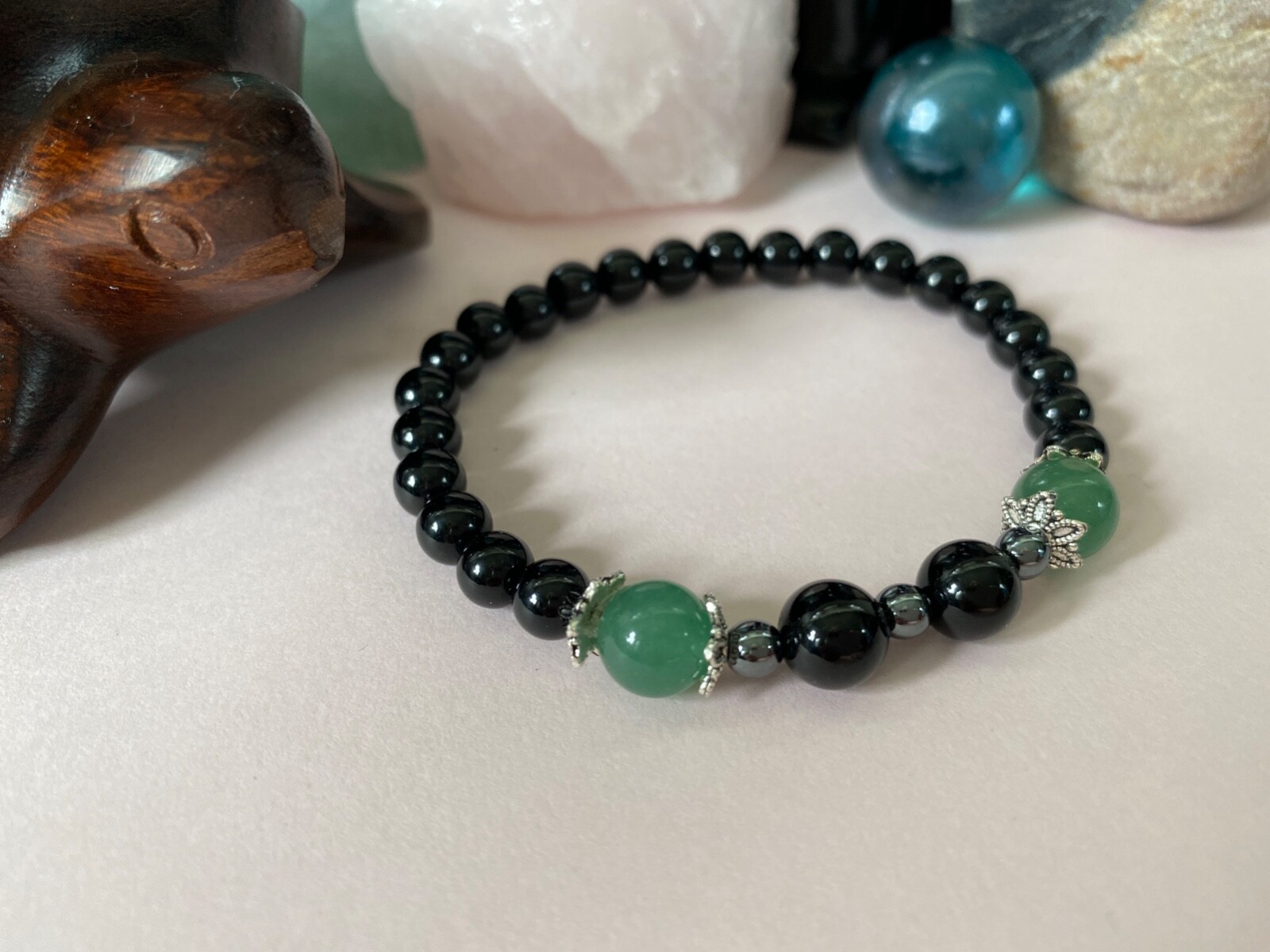 Positive Energy Bracelet w/ Black Tourmaline, Hematite and Green ...