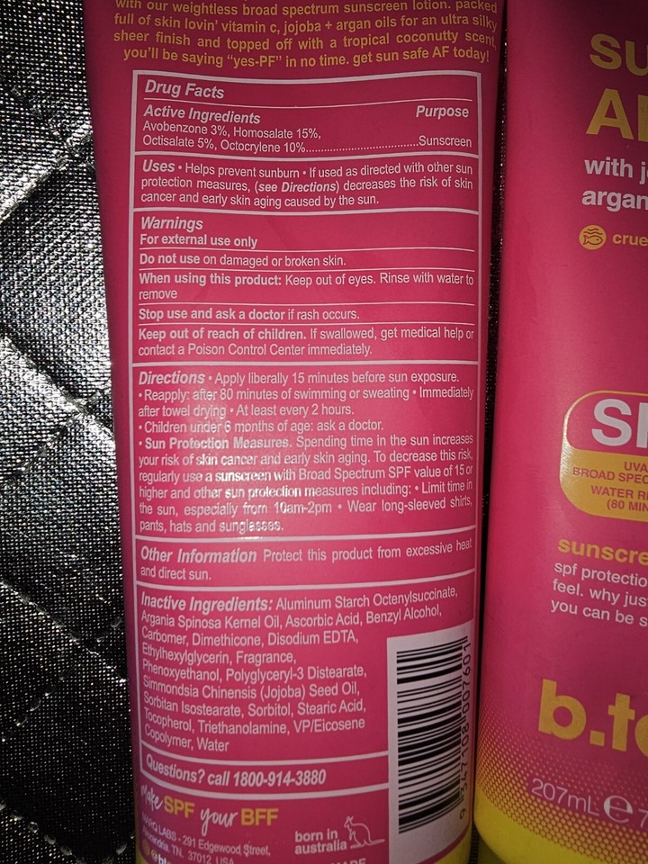 b.tan Sun Safe AF Jojoba Oil Argan Oil+Vitamin C SPF 50 Sunscreen 7oz ...