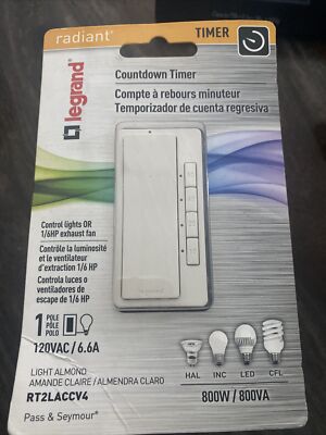 Legrand Radiant 4 Button Countdown Lighting Timer Lt Almond RT2LACCV4 ...