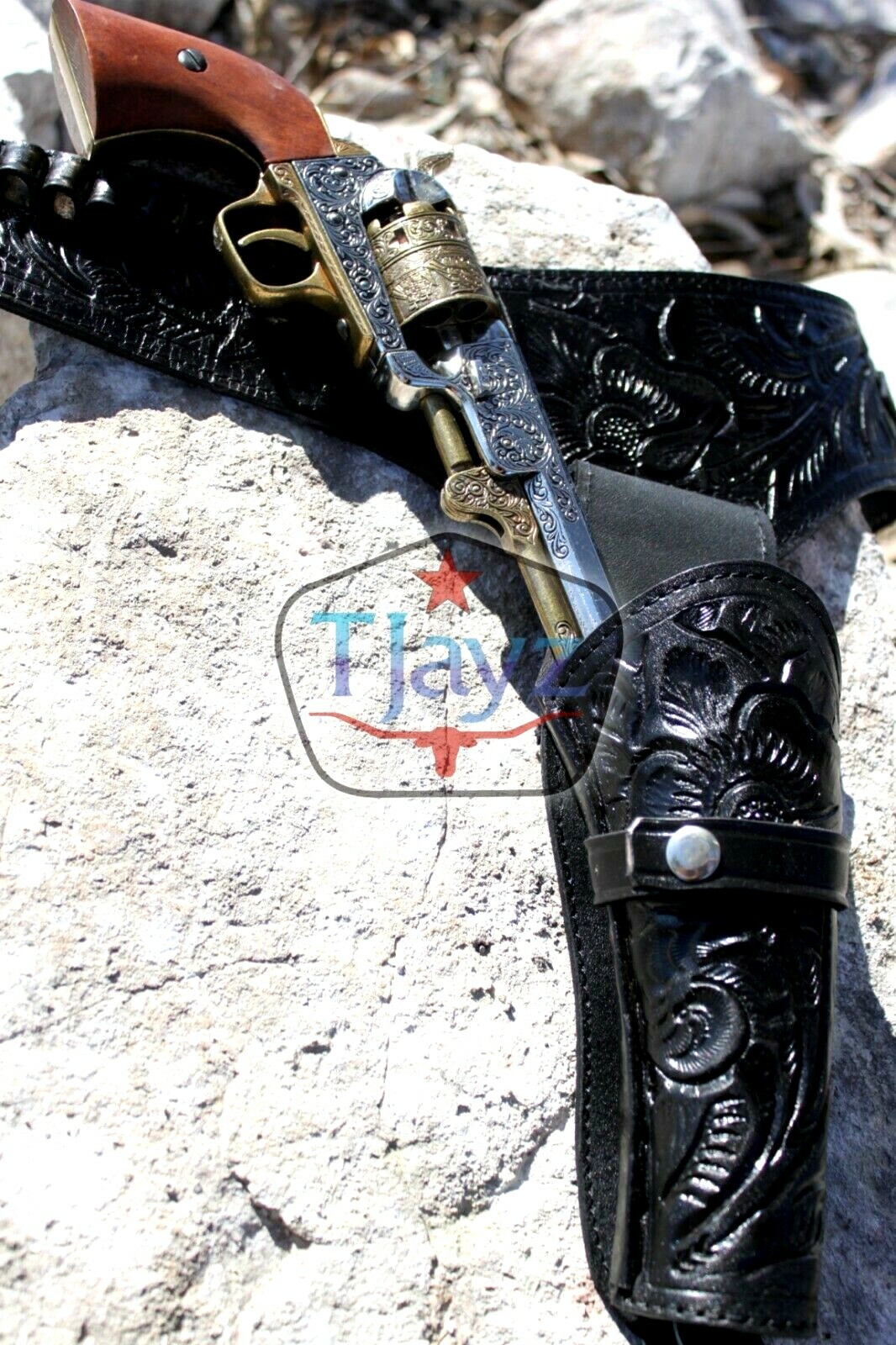 NEW 22 Right Hand Tooled Holster LEATHER Western RIG Gun Belt Drop Loop ...