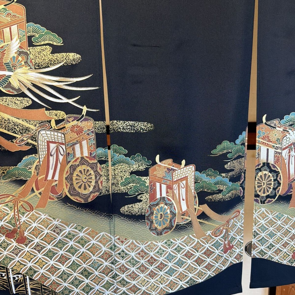 Silk Noren Japanese Curtains Remade From Black Tomesode Festival Float ...