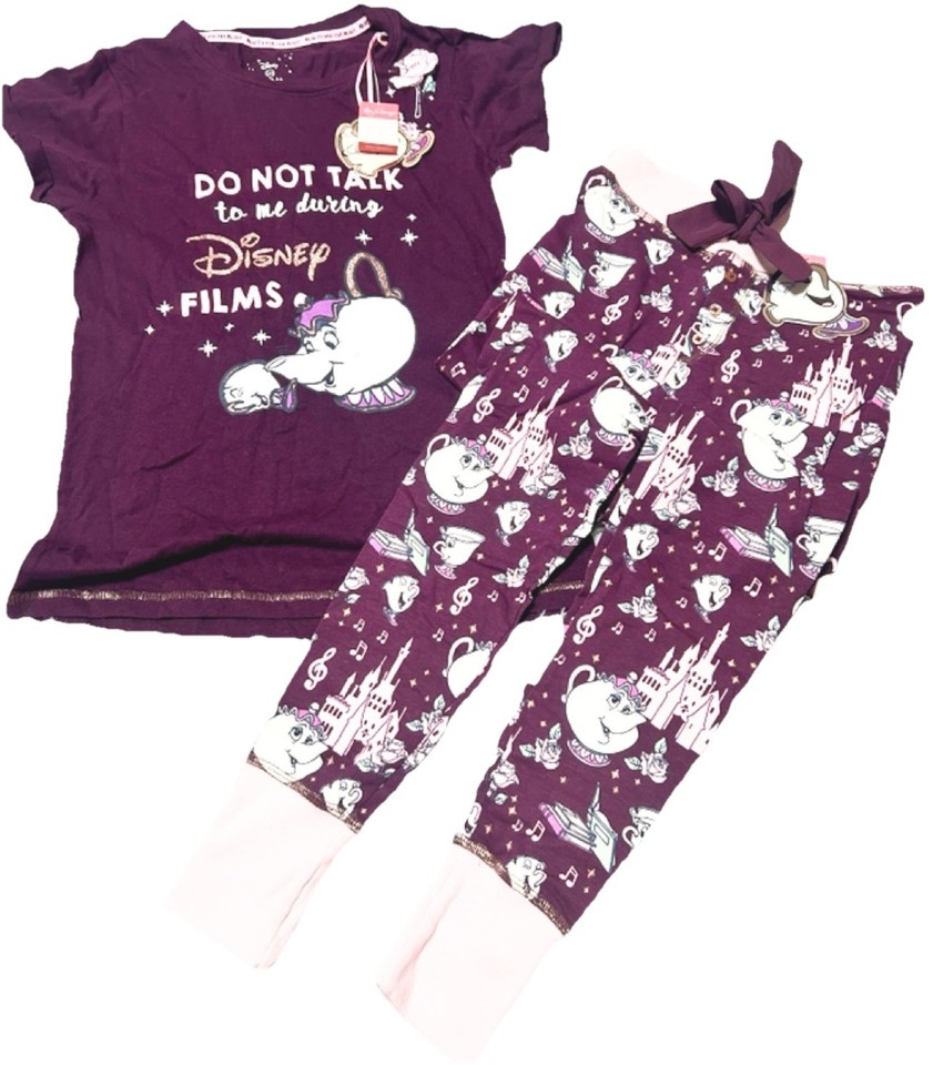 Primark Disney Princess Tea Pot Ladies Pyjama top&bottom set PJs Lounge ...