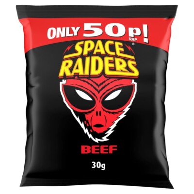 Space Raiders 30g Box of 36 Packs BEEF FLAVOR £16.99 B/Before 14th Feb ...
