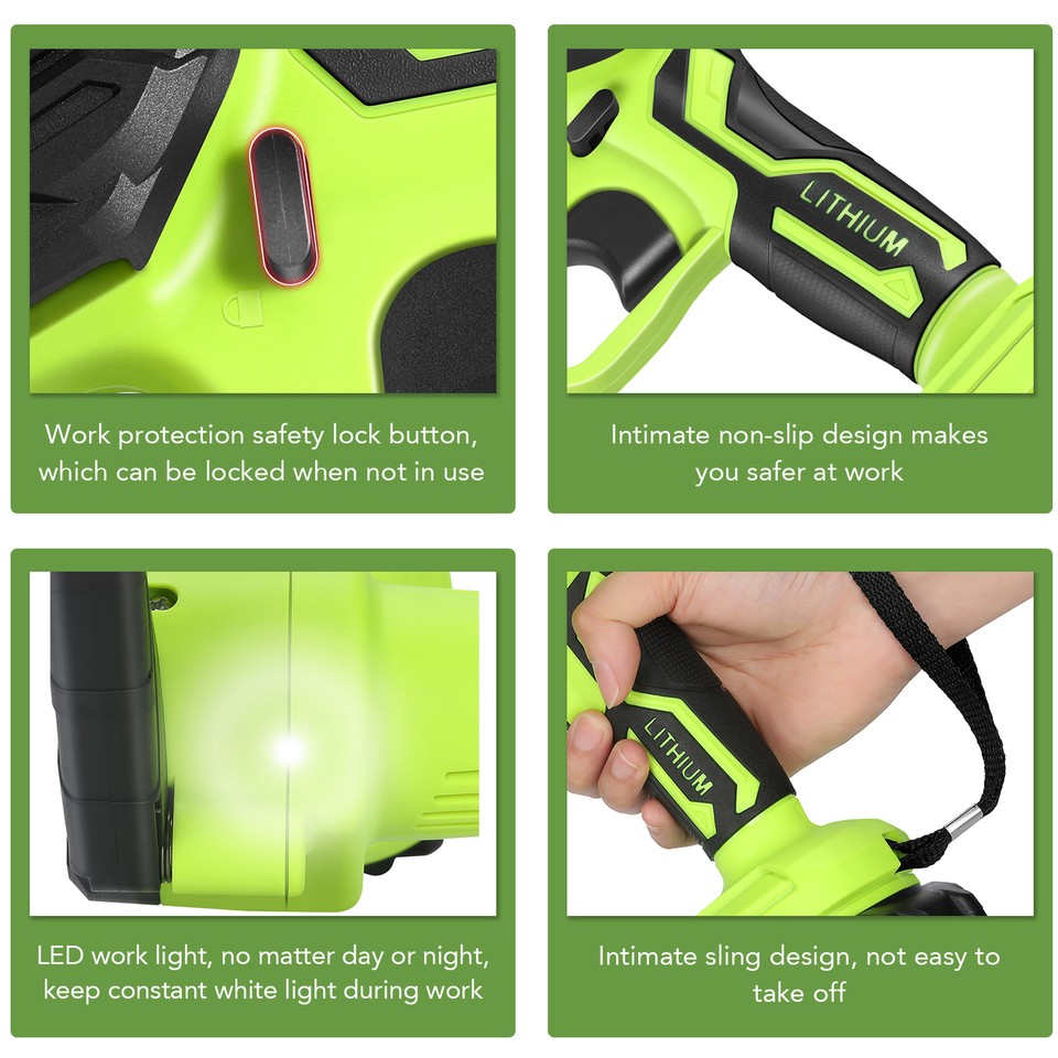 6" Mini Cordless Electric Chainsaw 2X Battery-Powered Wood Cutter ...