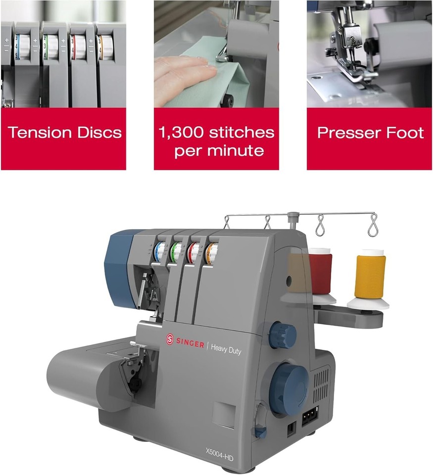 X5004-HD Metal Frame Serger & Overlock Machine | 2-3-4 Stitch ...