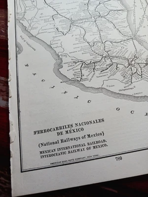 1909 train map MEXICAN INTERNATIONAL | Grelly UK