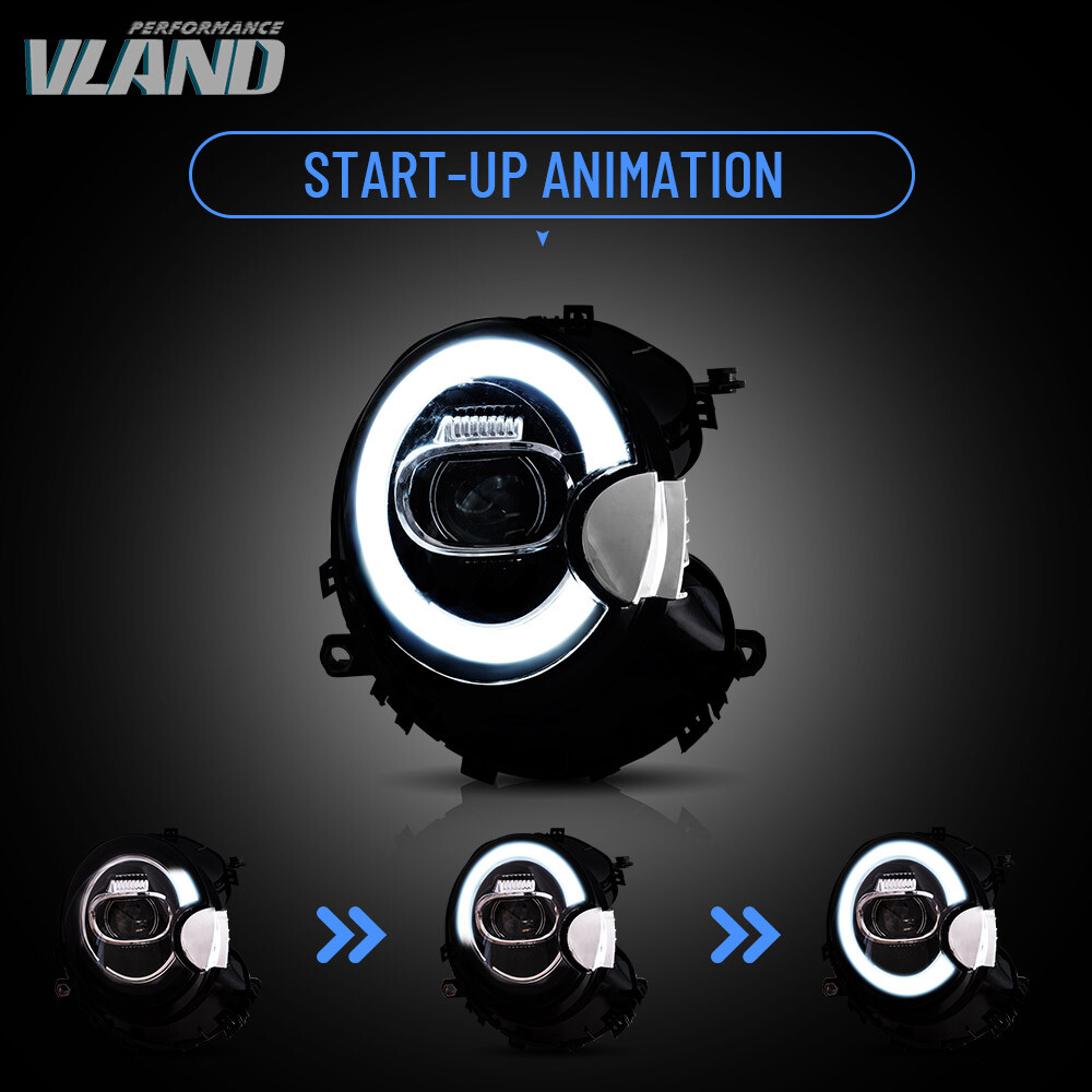 VLAND Projector LED Headlights w/Startup Animation For 2007-2015 Mini ...