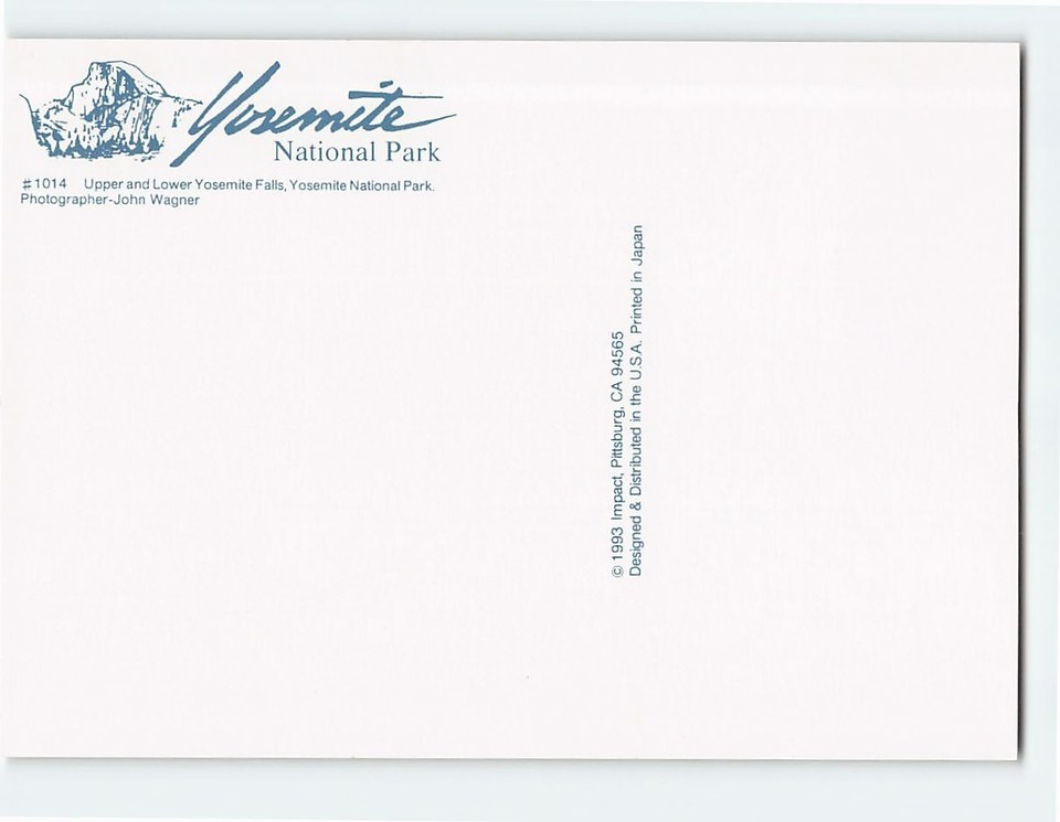 Postcard Upper and Lower Yosemite Falls, Yosemite National Park ...