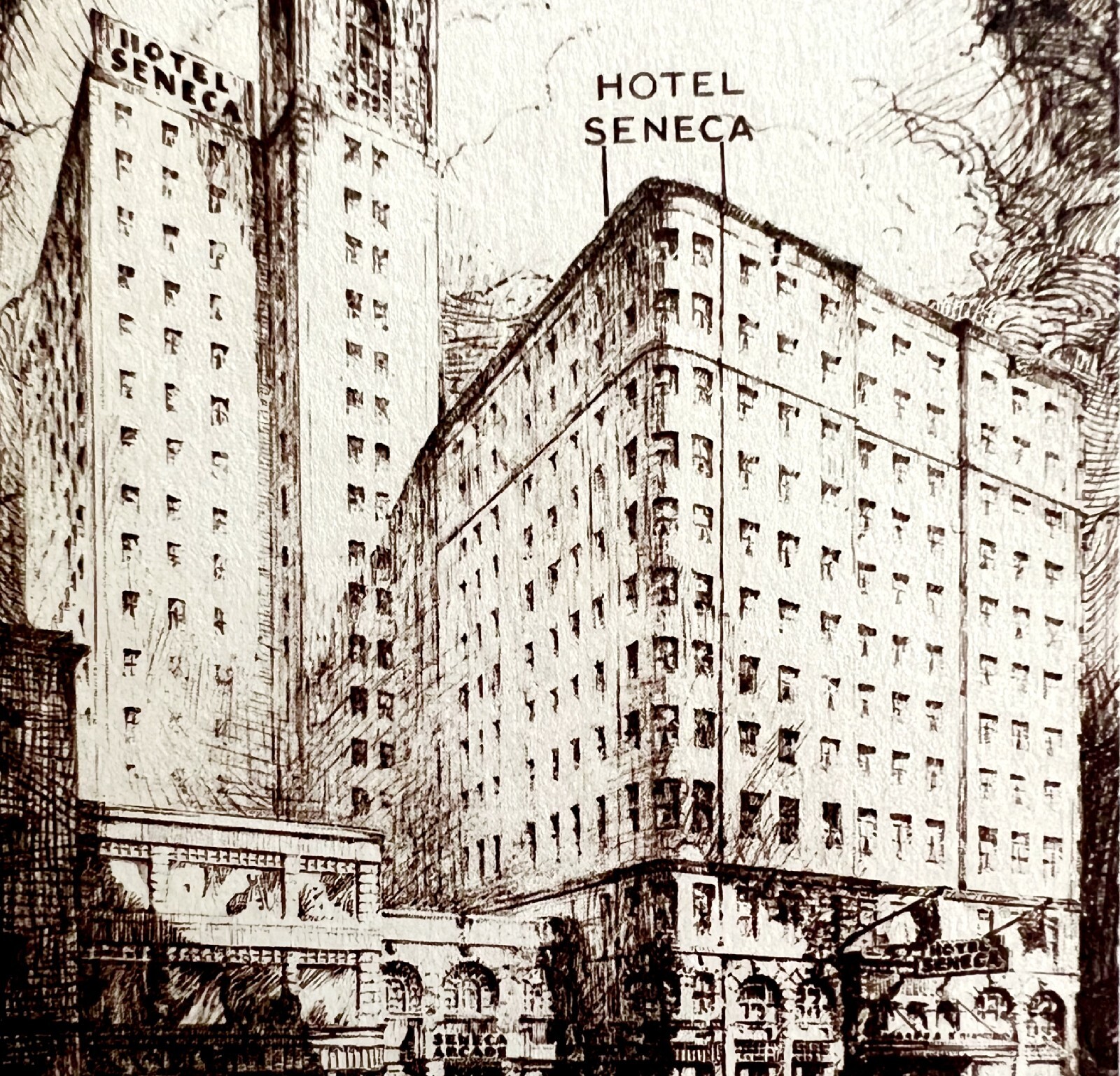 Hotel Seneca Postcard Rochester New York Shopping District 1950s PCBG7D ...