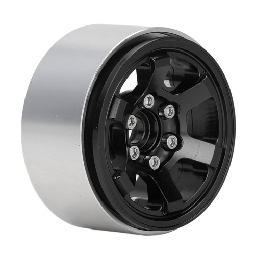 (Black)4 PCS RC Beadlock Rims 1.9 Inch RC Wheel Rim Set Aluminum Alloy ...