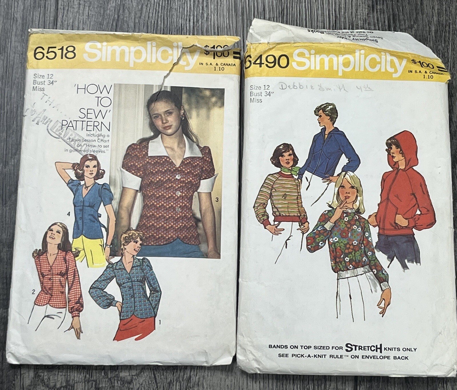 VTG 1974 Simplicity Sewing Pattern Blouse 6518 & Jacket 6490 Misses ...