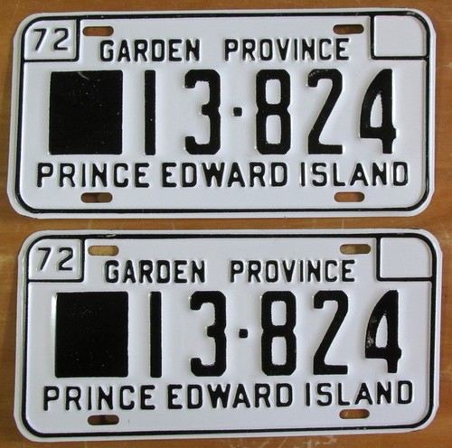 Prince Edward Island 1972 License Plate PAIR - HIGH QUALITY # 13-824 | eBay