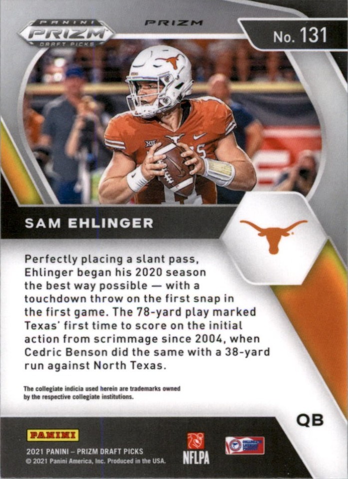 2021 Panini Prizm Draft Picks Prizms Green #131 Sam Ehlinger - FB | eBay