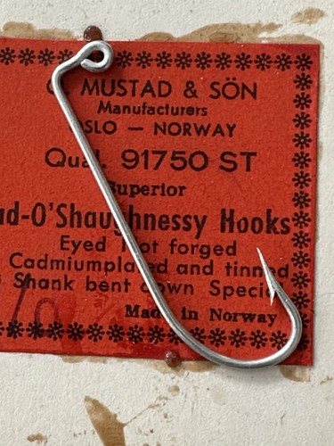 MUSTAD 91750 O'SHAUGHNESSY FORGED Cadium TINNED RINGED FISH HOOKS SZ 1/ ...