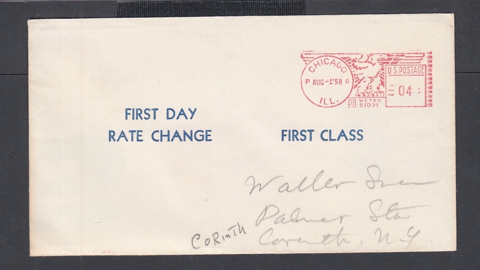 USA 1958 FIRST CLASS & THIRD CLASS MAIL 3C & 4C FIRST DAY OF RATE ...