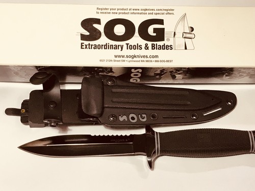 EARLY VINTAGE/RARE SOG KNIFE D25T DAGGERT 1 SURVIVAL DAGGER BLACK New ...