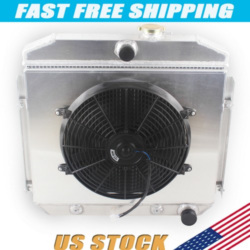 3 Rows Radiator&Fan For 1955 1956 1957 Chevy Bel Air Del Ray 150/210 L6 ...