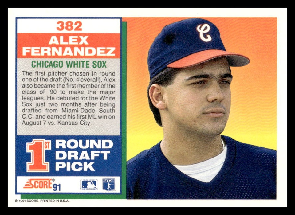 1991 Score Alex Fernandez #382 Chicago White Sox Baseball Card | eBay
