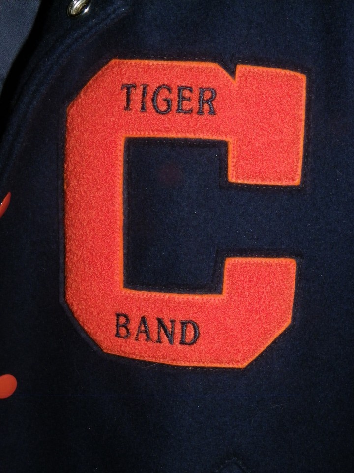 Dark Blue College Letterman's Jacket With Orange Clemson Tiger Band ...
