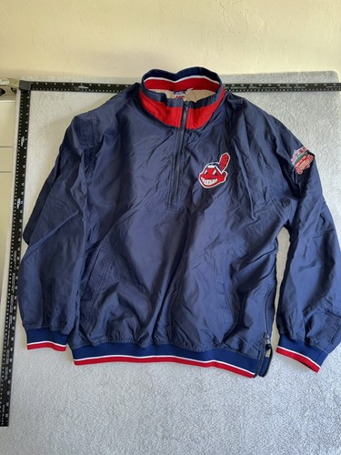 Vintage Cleveland Indians MLB Chief Wahoo Zip Light Jackets Mens Size ...