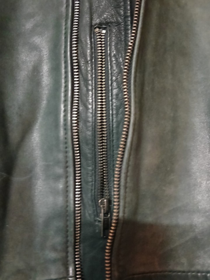 Reiss Mens Very High End Distressed Slate colored ZIP Leather Jacket | eBay