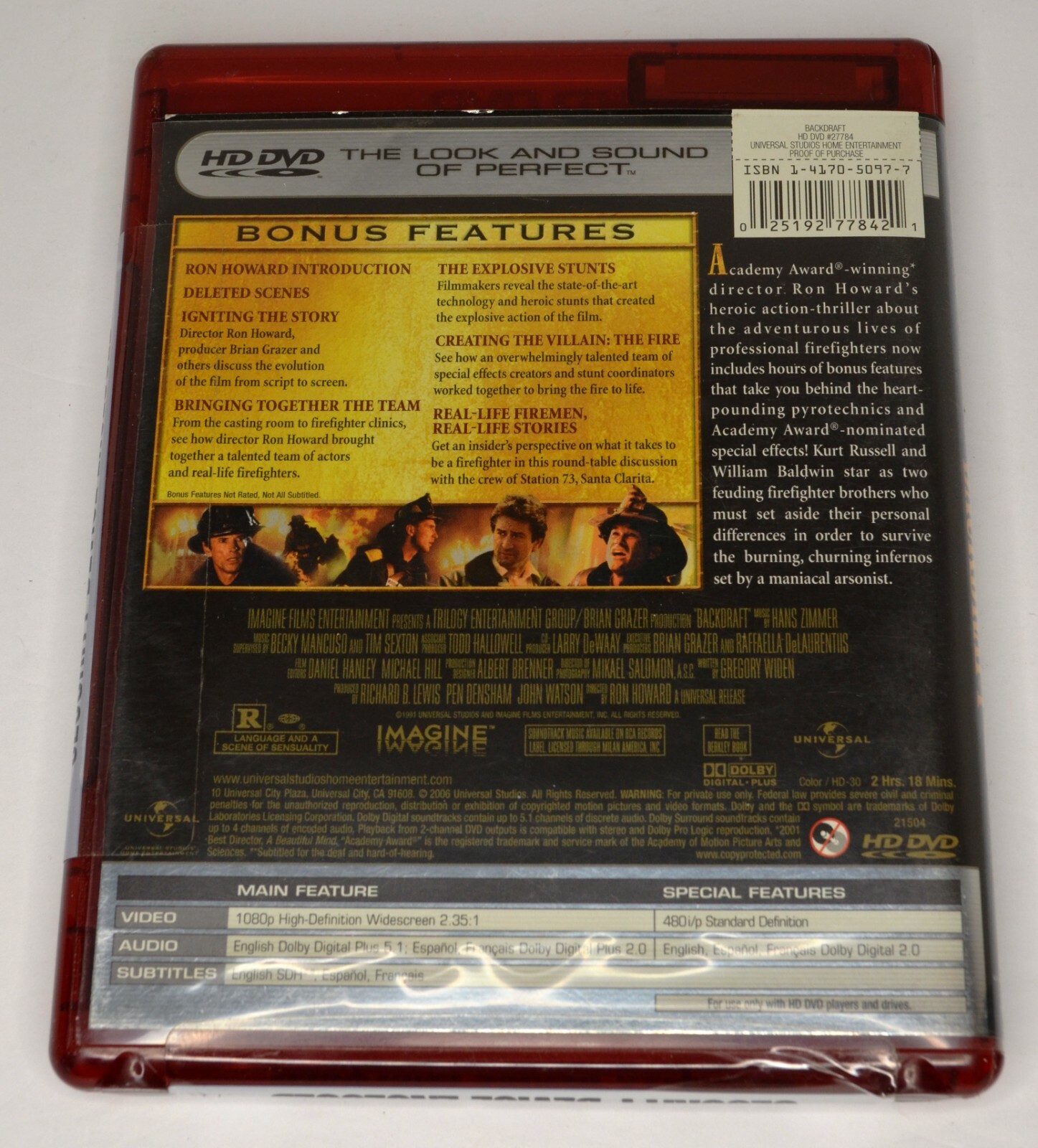 2006 BACKDRAFT HD DVD FACTORY SEALED NEW REQUIRES SPECIAL HD PLAYER | eBay