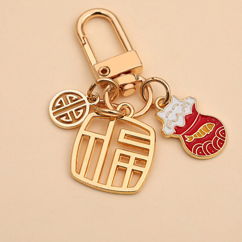 Good Luck Pocket Cat Keychain Fashion Gold Color Chinese RodB=== | eBay