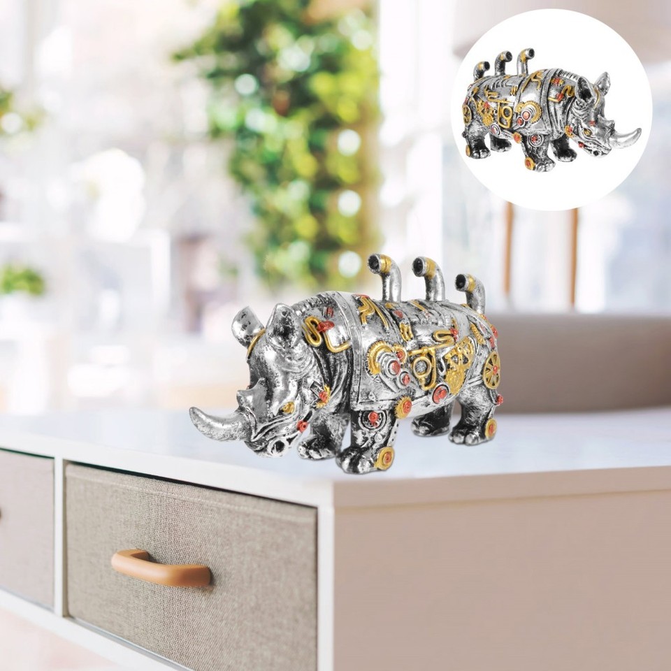 Desktop Ornament Punk Rhino Decor Statue Rhinoceros | eBay Australia
