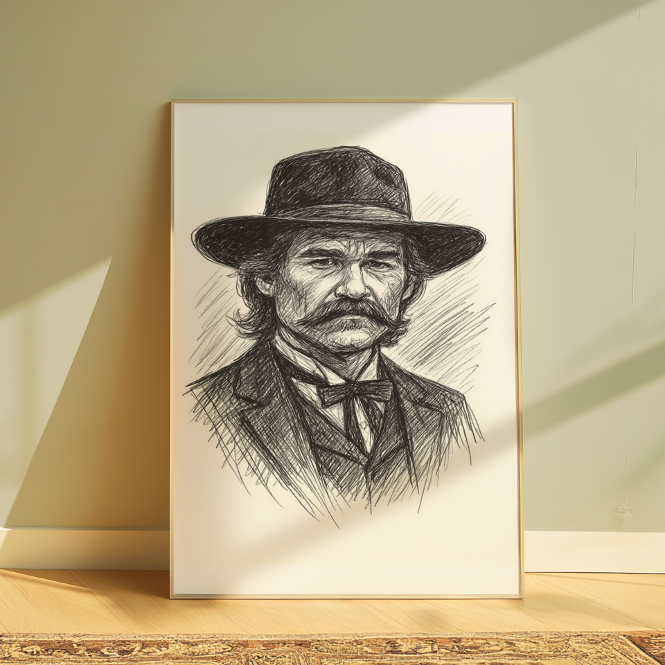 TOMBSTONE KURT RUSSELL DRAWING SKETCH PRINT 8" x 10" TOMBSTONE WALL ART ...