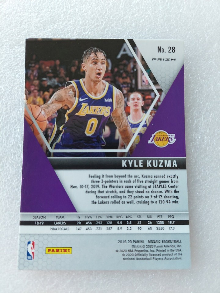 2019-20 Panini Prizm Mosaic REACTIVE BLUE KYLE KUZMA PRIZM | eBay