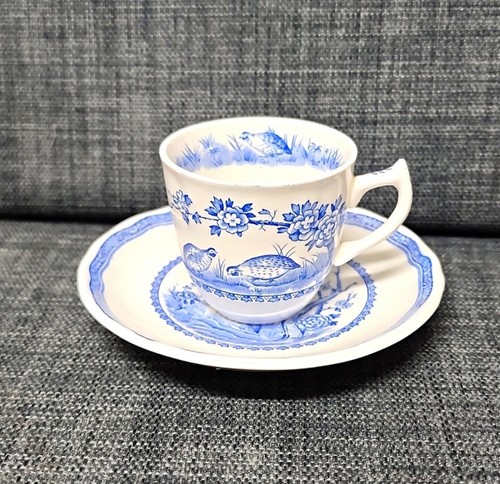 FURNIVALS QUAIL 1913 England China Blue Demitasse Espresso Teacup ...