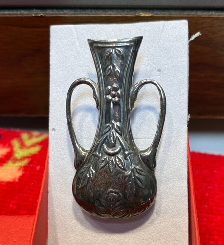 Victorian Reo Design Sterling Vase Brooch Pin, Lapel Oxidized Perfume ...