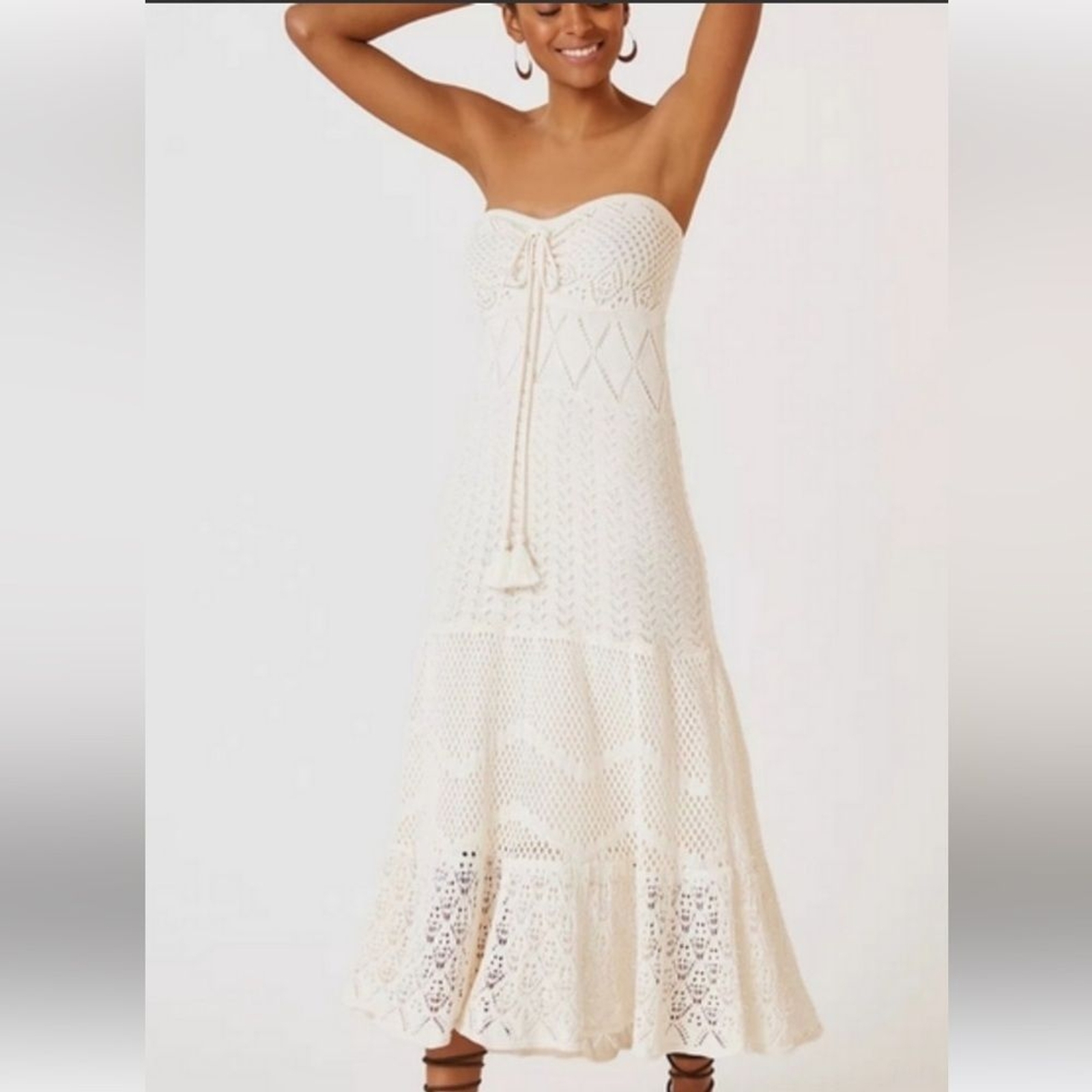 FARM RIO Anthropologie Crochet Strapless Dress Size XL - Gem