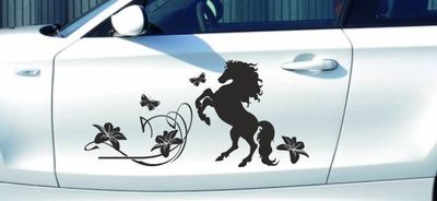 Aufkleber AUTO CAR TATTOO Farbe frei wählbar Aufkleber SET Pferd Pony ...