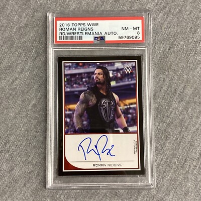 2016 Topps WWE Road to Wrestlemania Roman Reigns Auto PSA 8 | eBay