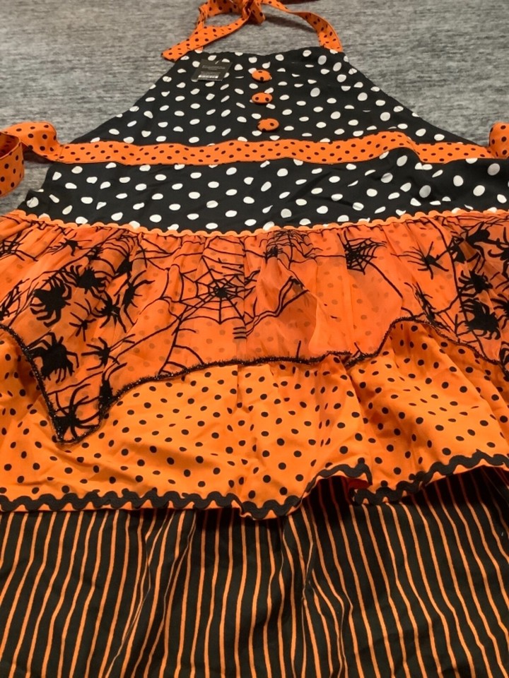 Pier 1 Imports Halloween Polka Dot Spider Web Hostess Apron Black ...