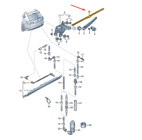 NEW VW TOUAREG CR REAR LID AERO WIPER BLADE 760955427 ORIGINAL NO DUTY ...