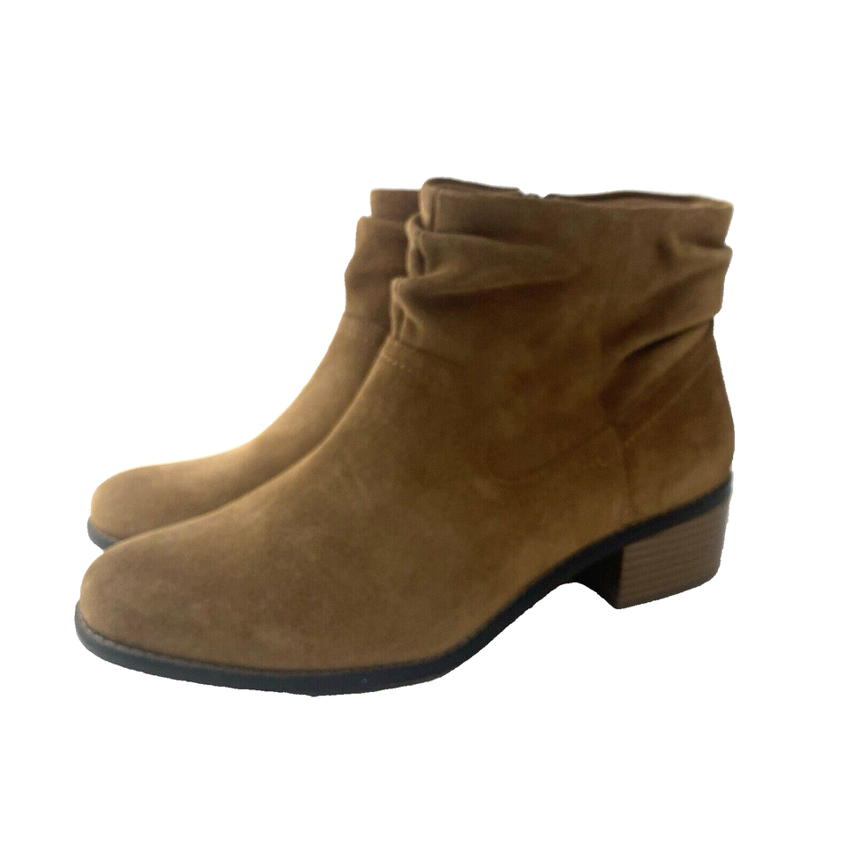 Vionic Womens Size 9.5 Boots Brown Suede Slouch Ankle Weather Resistant ...